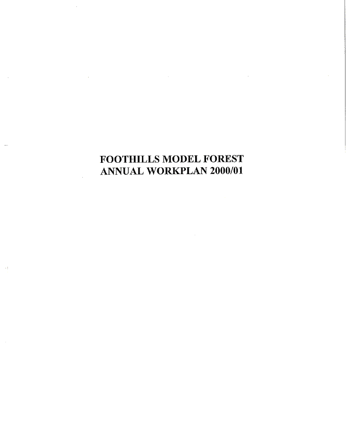 Foothills Model Forest 2000/01 Annual Work Plan - fRI Research