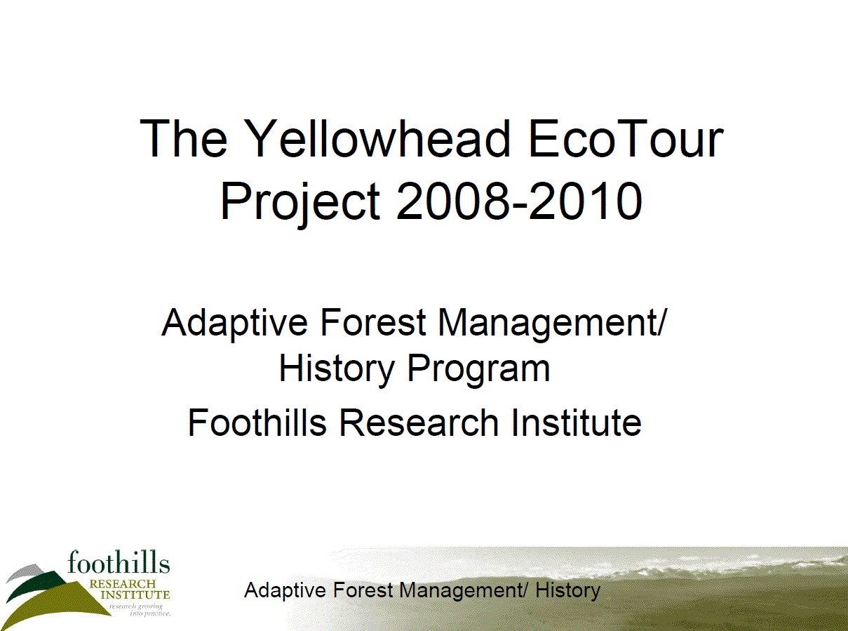 The Yellowhead EcoTour Project 2008-2010: Adaptive Forest Management ...