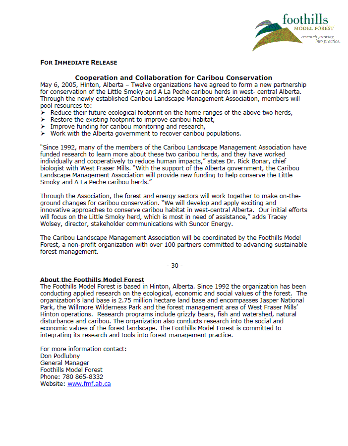 Cooperation and collaboration for caribou conservation - fRI Research