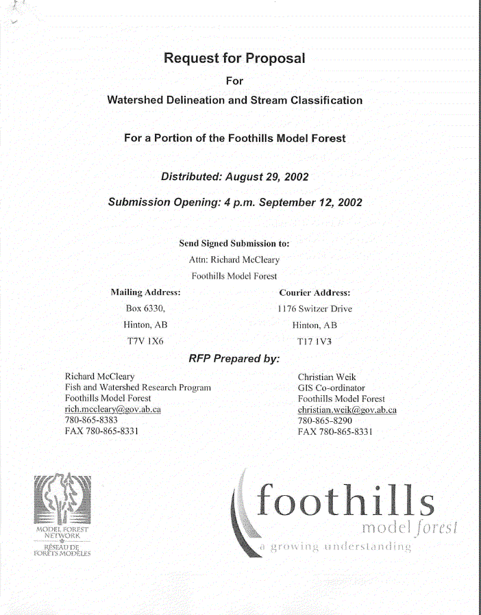 Request for proposal for watershed delineation and stream ...