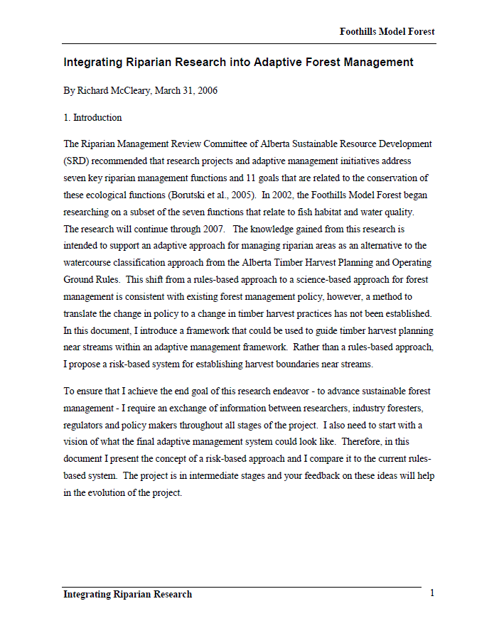 Integrating riparian research into adaptive forest management - fRI ...