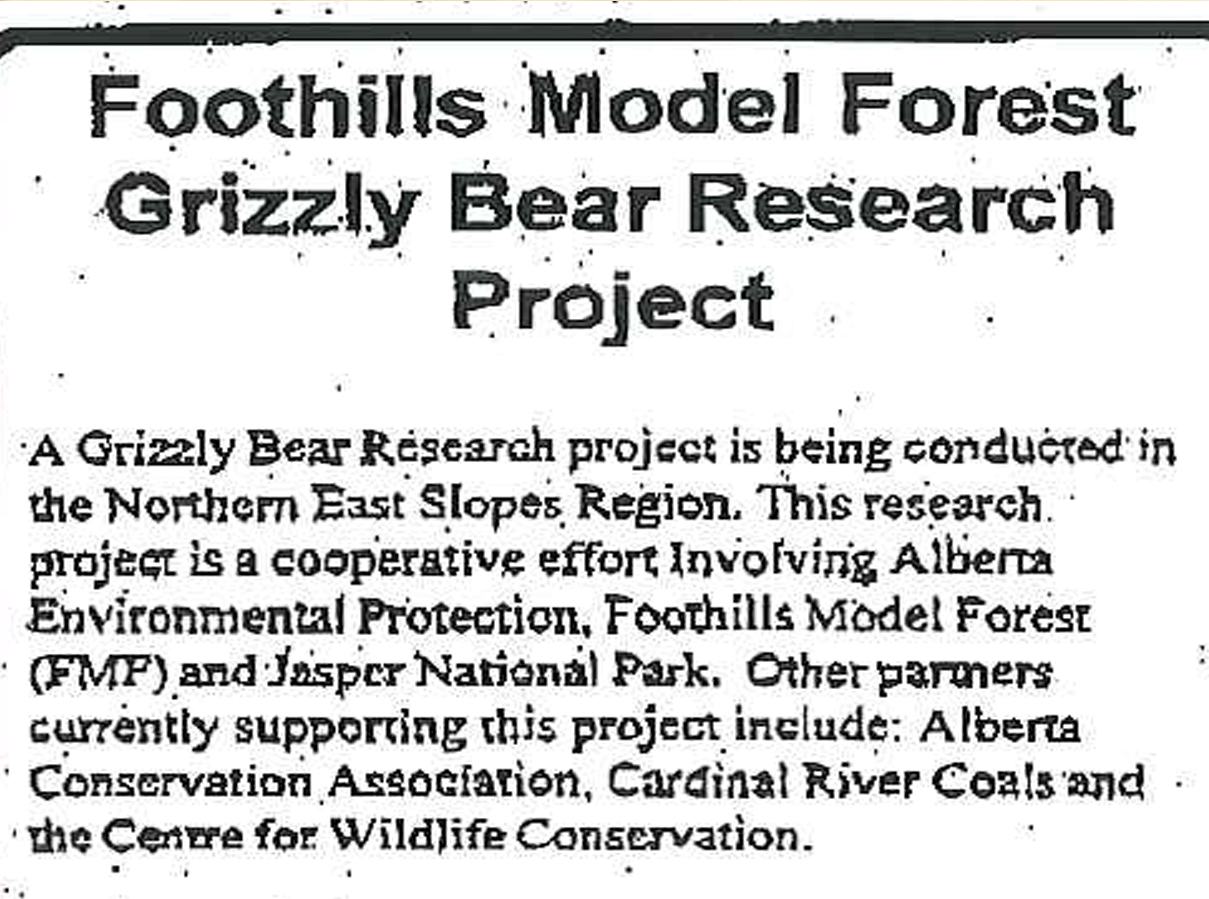 Foothills Model Forest Grizzly Bear Research Project - fRI Research