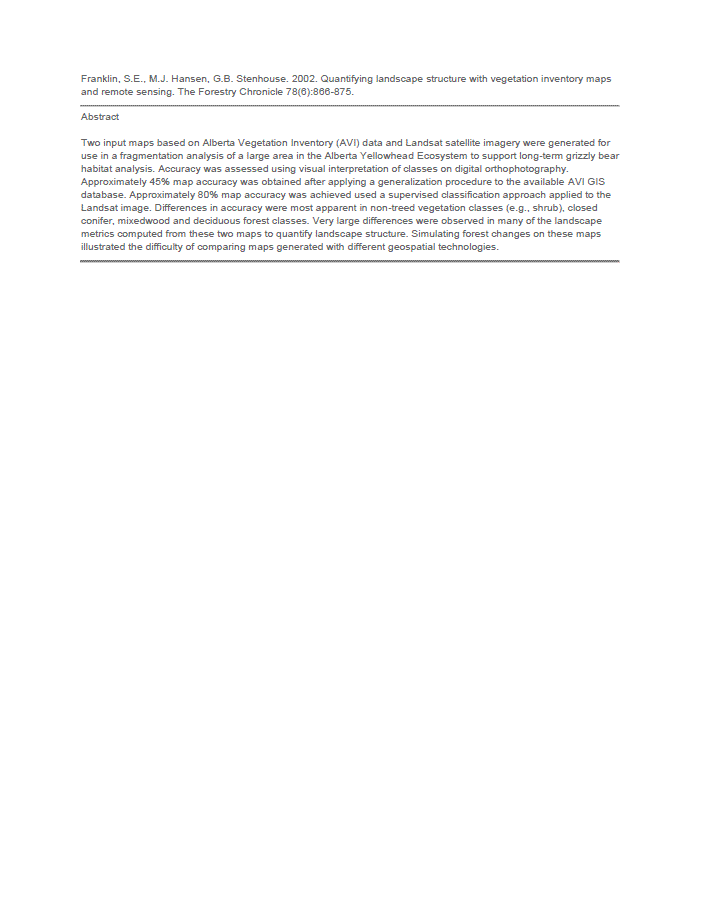 Quantifying landscape structure with vegetation inventory maps and ...