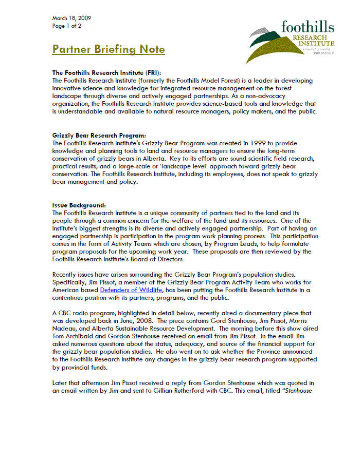 Partner briefing note - fRI Research