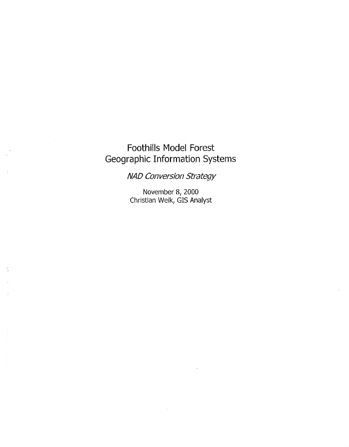 Foothills Model Forest Geographic Information Systems: NAD Conversion ...