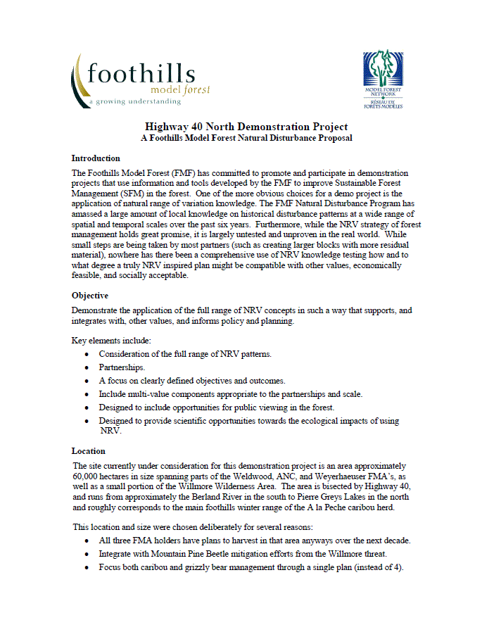 Highway 40 North Demonstration Project: a Foothills Model Forest ...