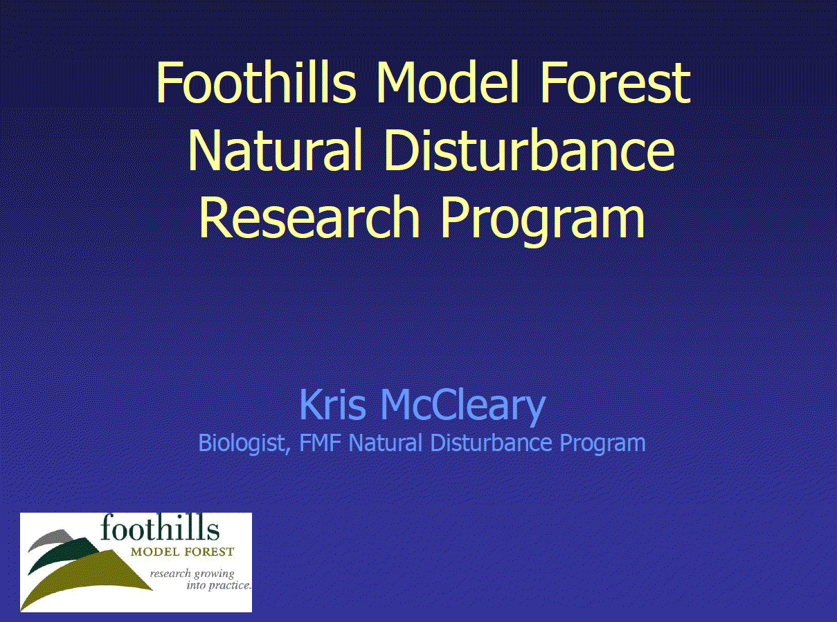 Foothills Model Forest Natural Disturbance Research Program - fRI Research