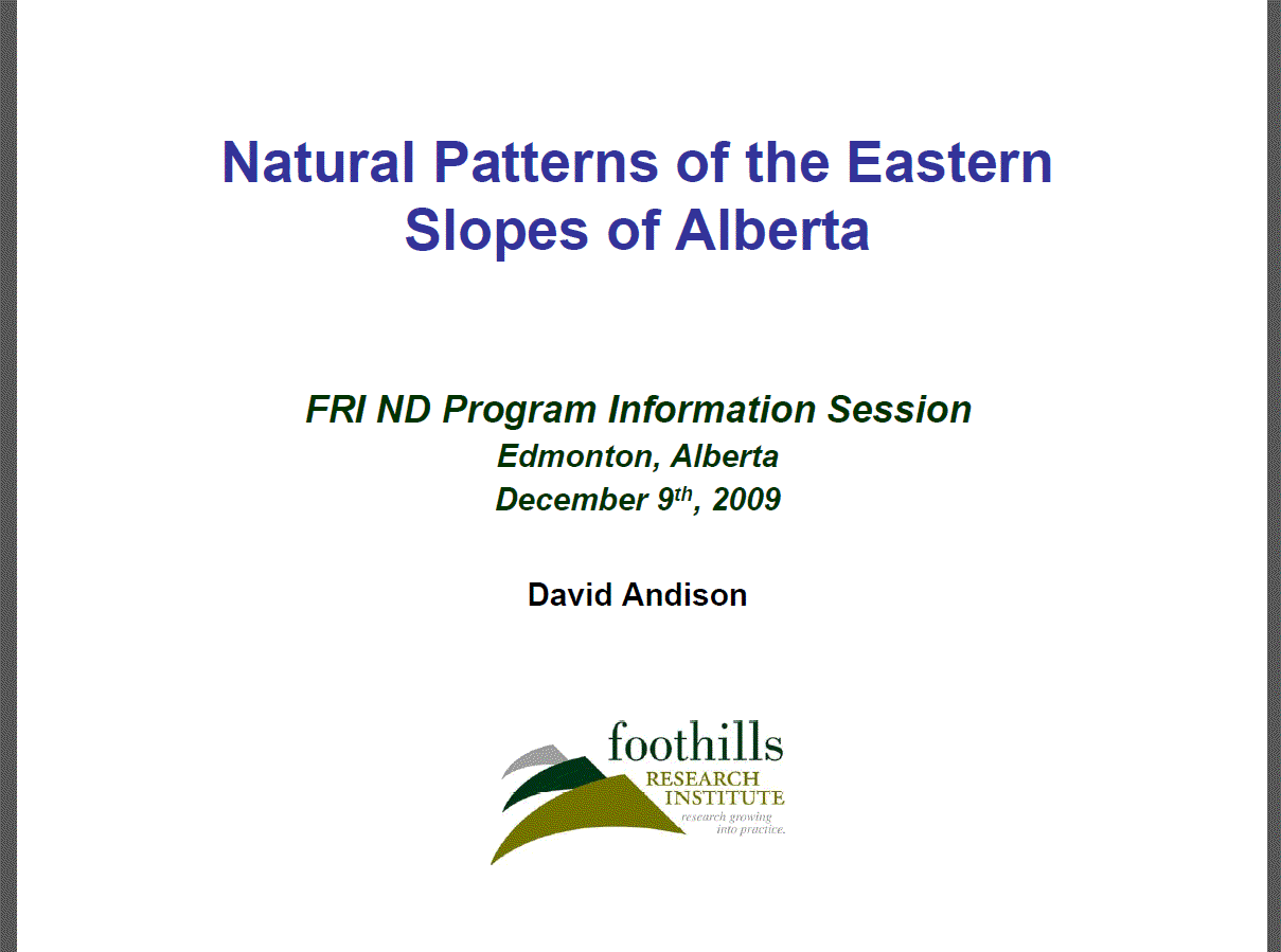 Natural patterns of the Eastern Slopes of Alberta - fRI Research