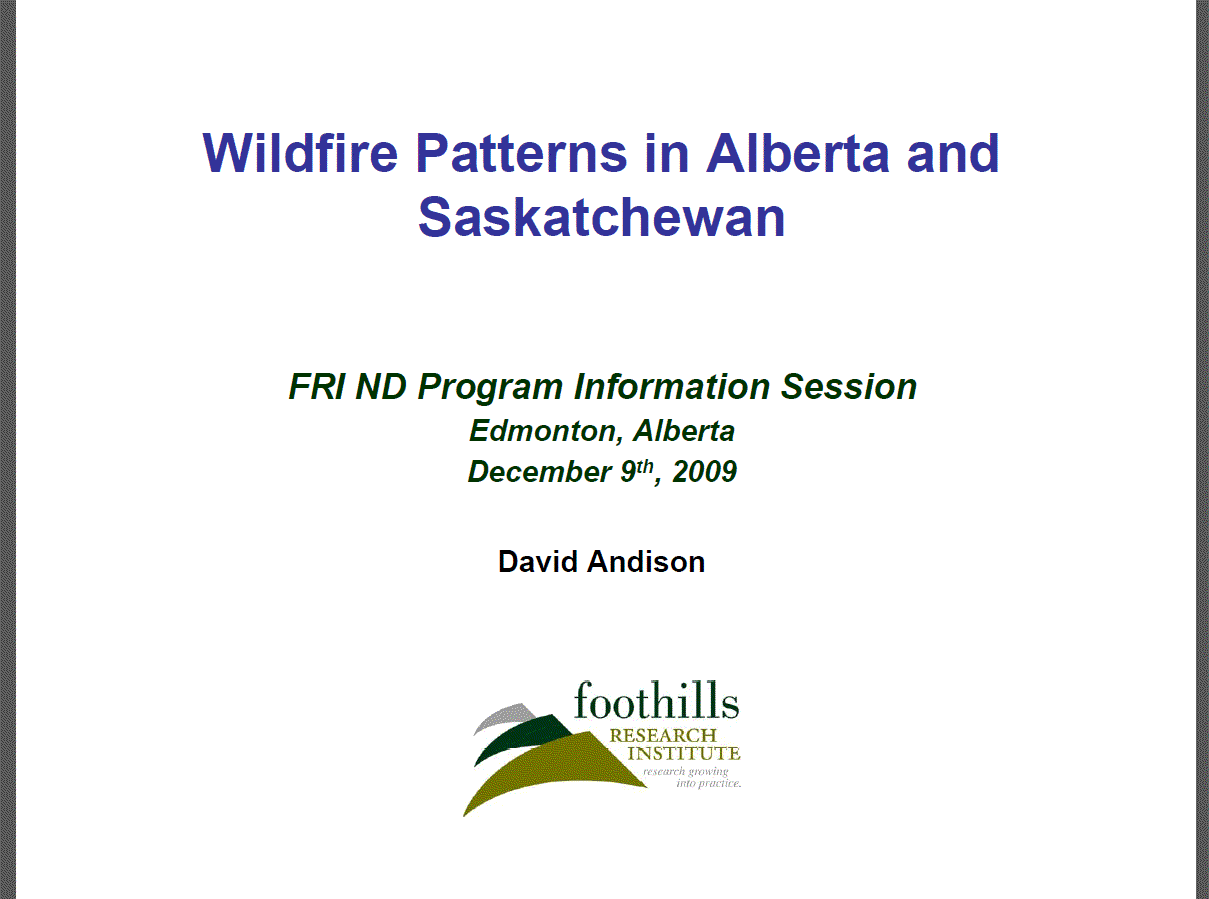 Wildfire patterns in Alberta and Saskatchewan - fRI Research