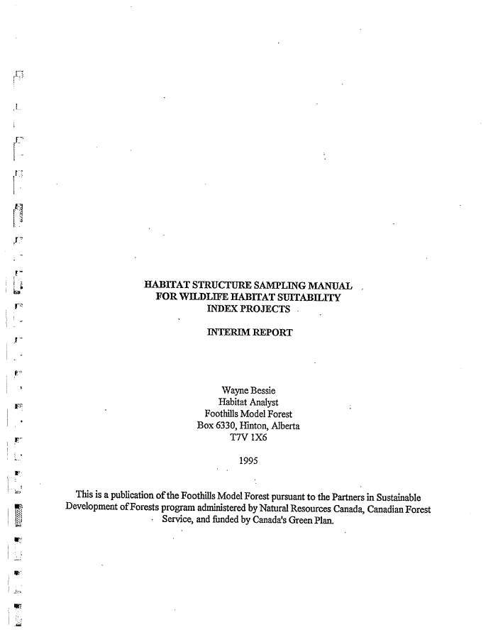 Habitat structure sampling manual for wildlife habitat suitability ...