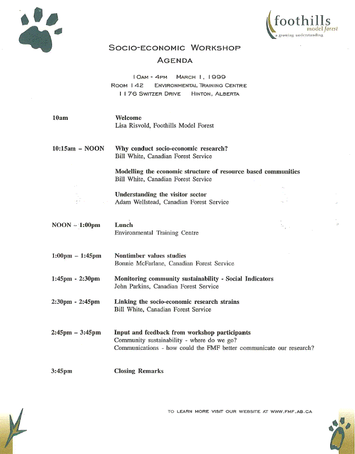Socio-economic workshop agenda - fRI Research