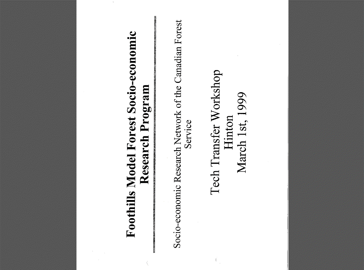 Foothills Model Forest Socio-Economic Research Program - fRI Research